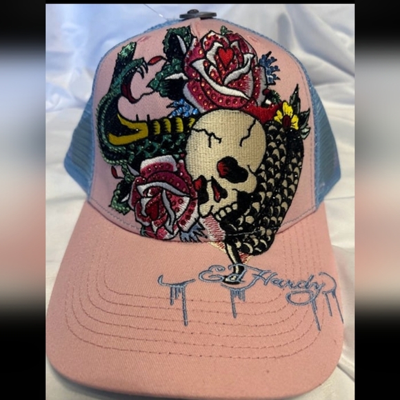 Ed Hardy | Accessories | Don Ed Hardy Vintage Mesh Snapback Trucker Hat ...